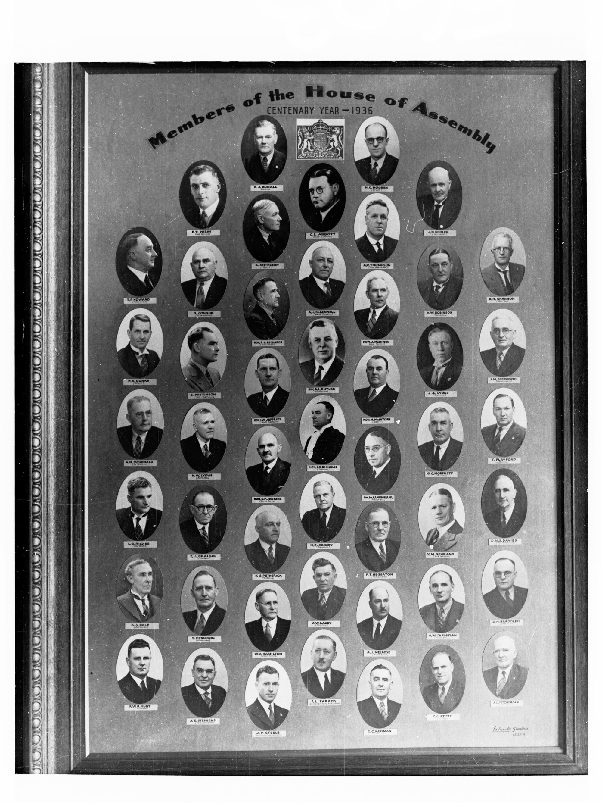 Members of the House of Assembly Centenary Year 1936 | History Trust