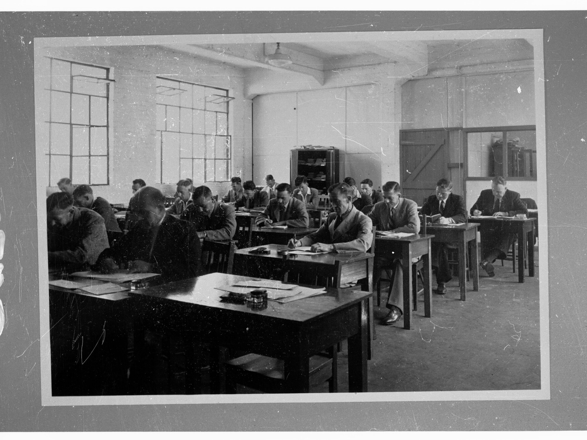 Reconstruction training school - Education Dept. - men in class room ...